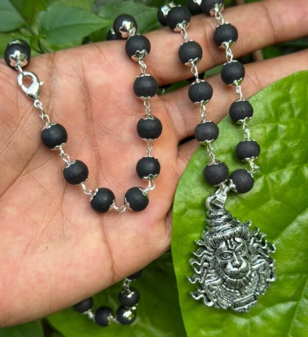 Karungali German Silver mala with Hanuman dollar-TYPE G – aathilife